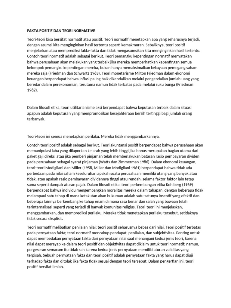 Fakta Positif Dan Teori Normative | PDF