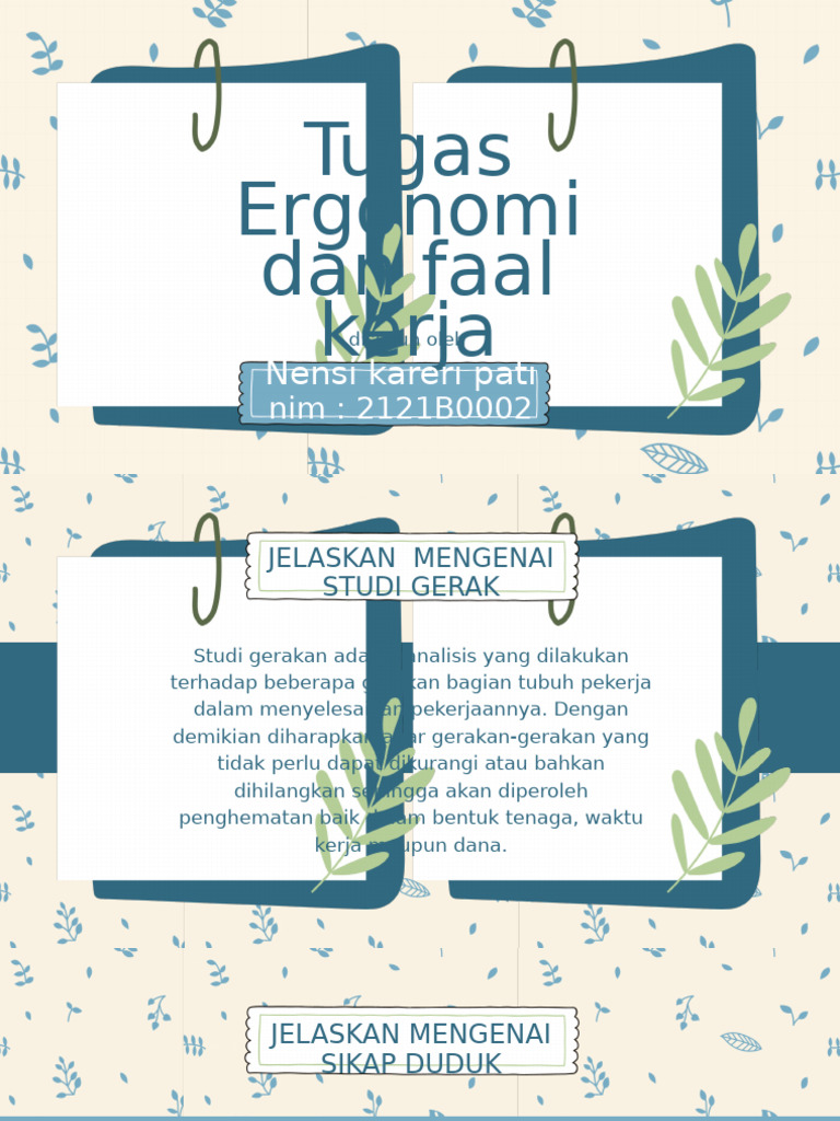 Tugas Ergonomi Dan Faal Kerja | PDF