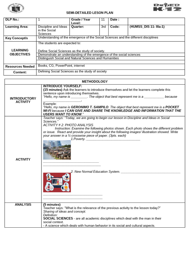 Diss Lesson Plan 1.1 | PDF