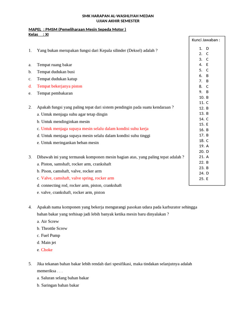 Soal Uas PMSM Kelas Xi 2022 | PDF
