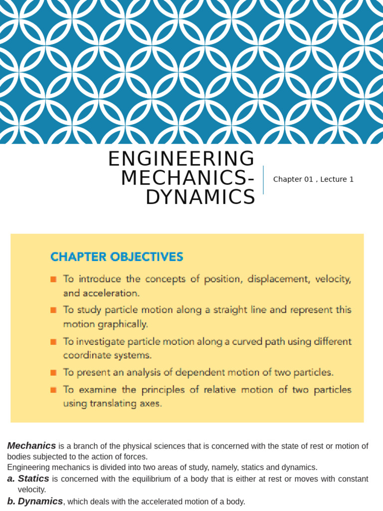 Engineering Mechanics Dynamics L1 | PDF