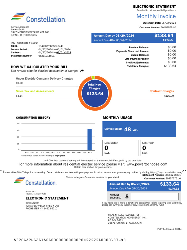 Constellation Energy Electric Bill | PDF
