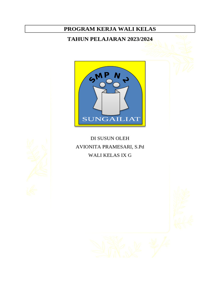 Program Kerja Wali Kelas-1 | PDF