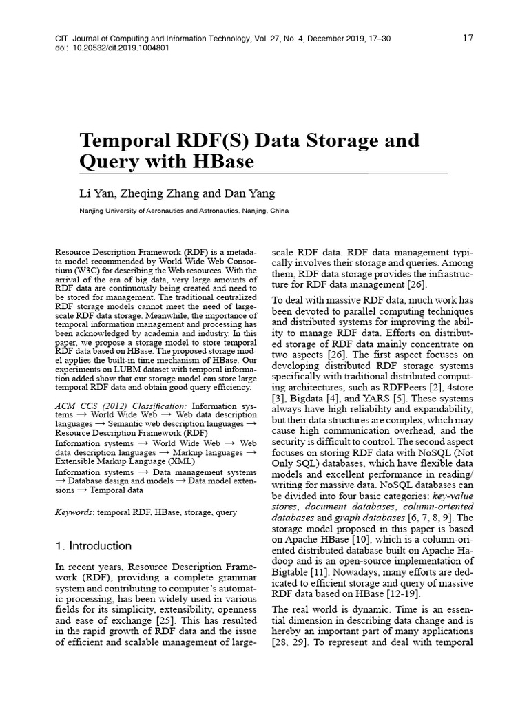 Temporal RDF S Data Storage and Query With Hbase 26c19vqgng | PDF