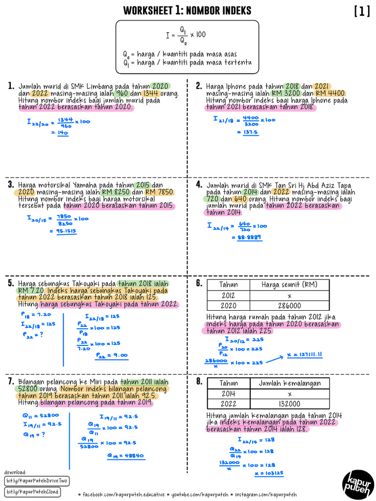 (Jawapan KSSM AddMaths) Bab 10 - Nombor Indeks (Form 4) | PDF