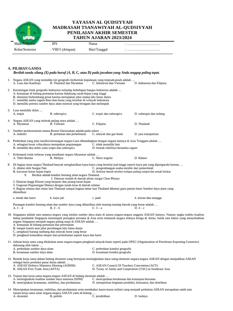 Soal Ips KLS Viii | PDF