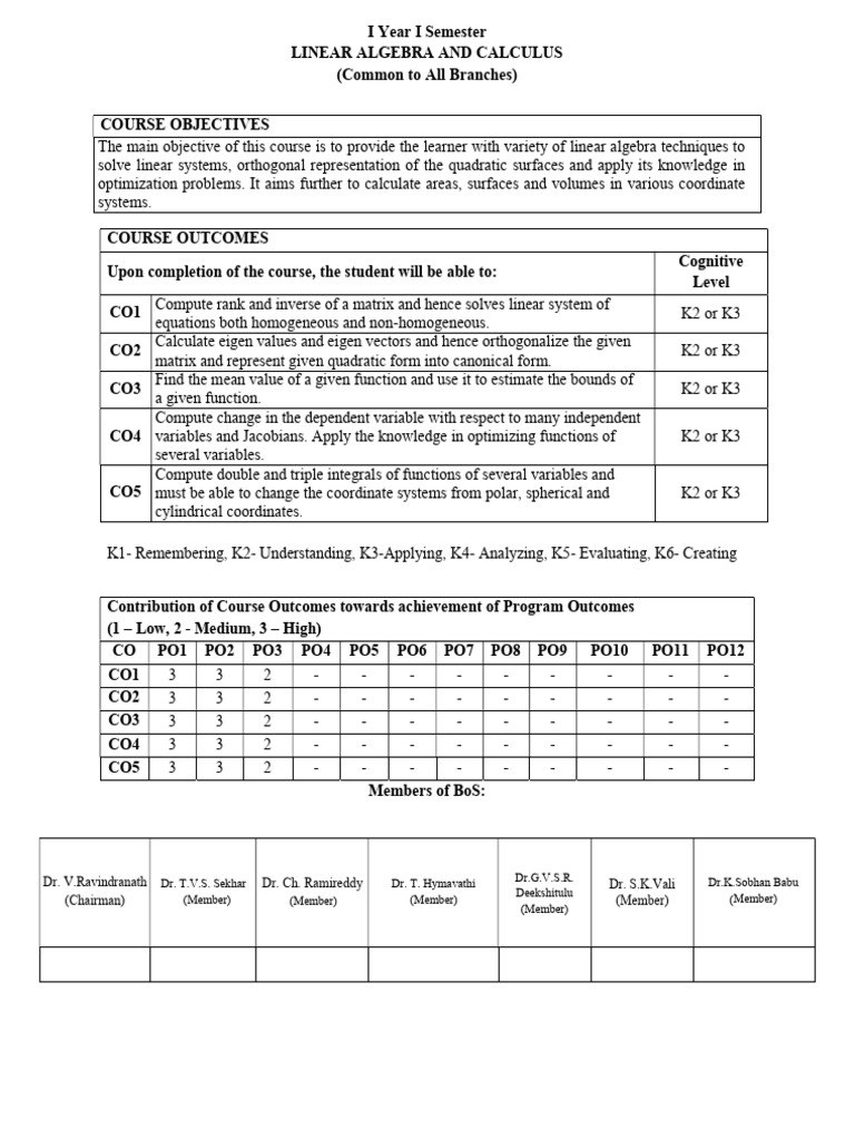 Linear Algebra and Calculus | PDF