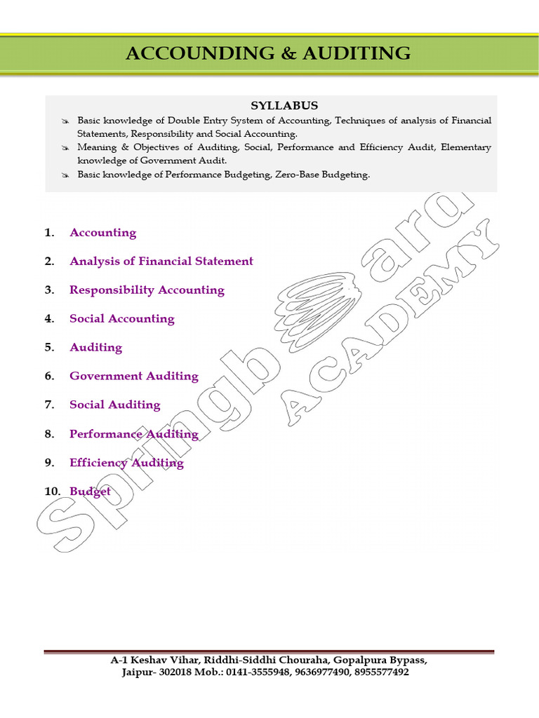 Accounting & Auditing Syllabus | PDF | Debits And Credits | Business