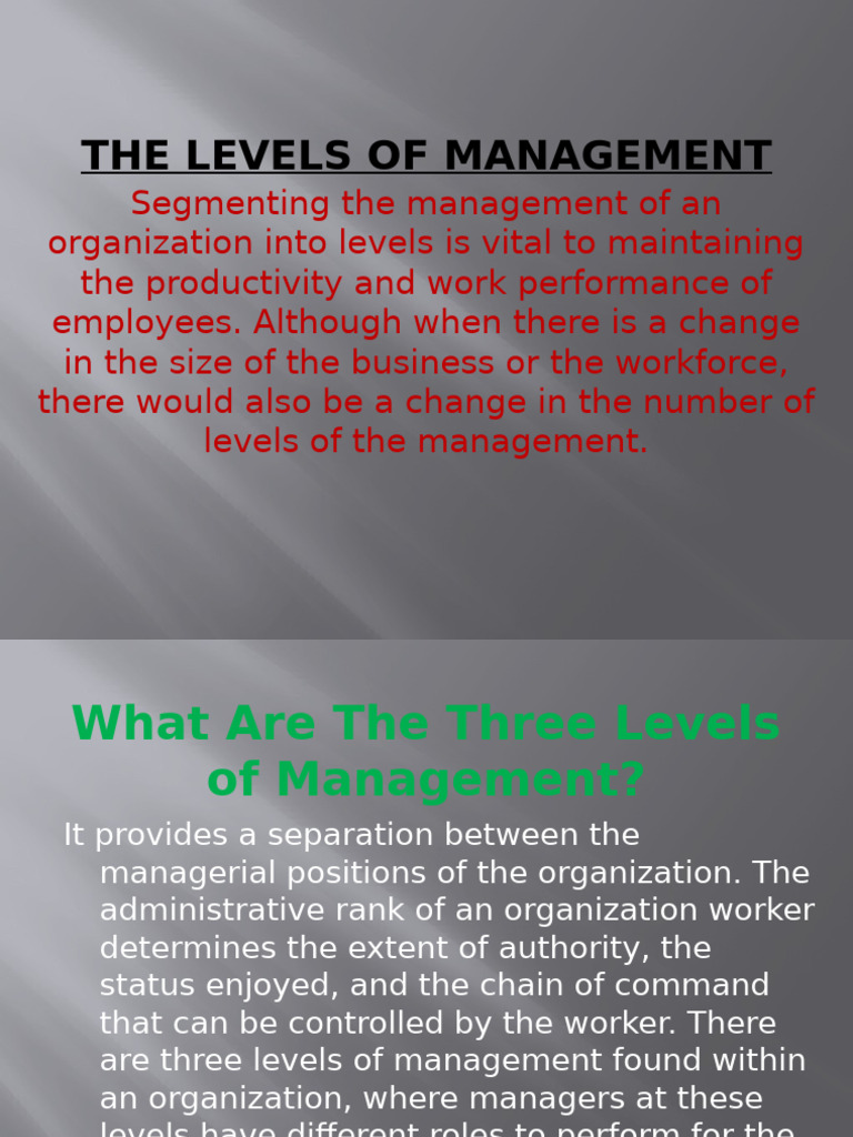 The Levels of Managementvv | PDF