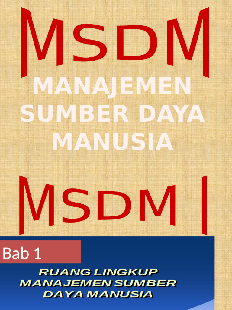 Bab 1. MSDM. Dipakai | PDF