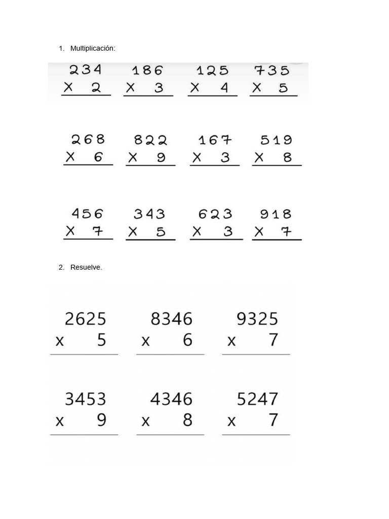 Tarea 3ero. Multiplicación y división. | PDF