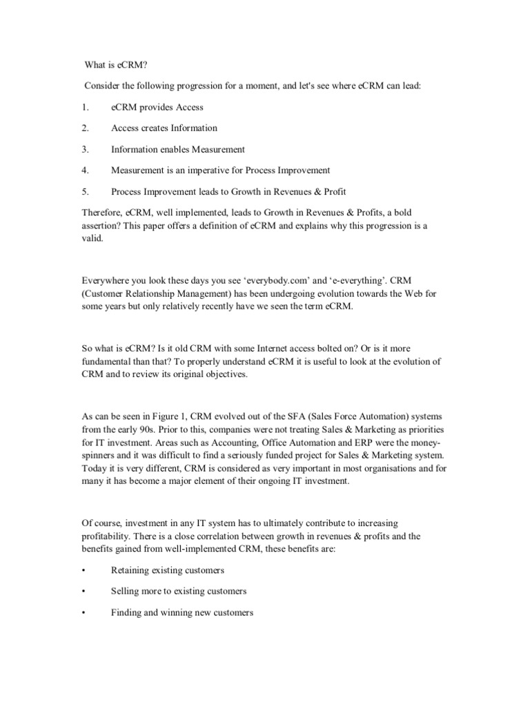 Chapter 1 What Is eCRM | PDF | Customer Relationship Management | Sales