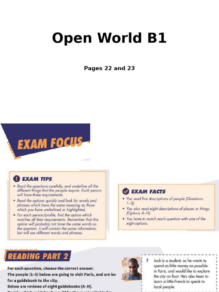 Open World B1, Pages 22 and 23 | PDF