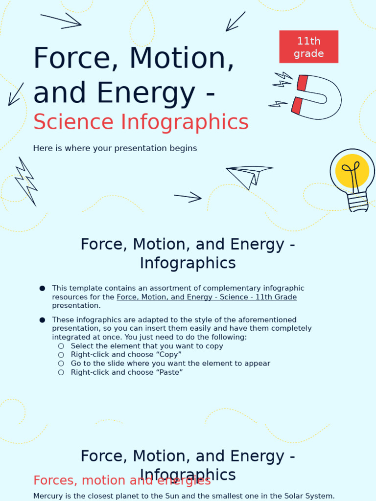 Force, Motion, and Energy - Science - 11th Grade Infographics | PDF