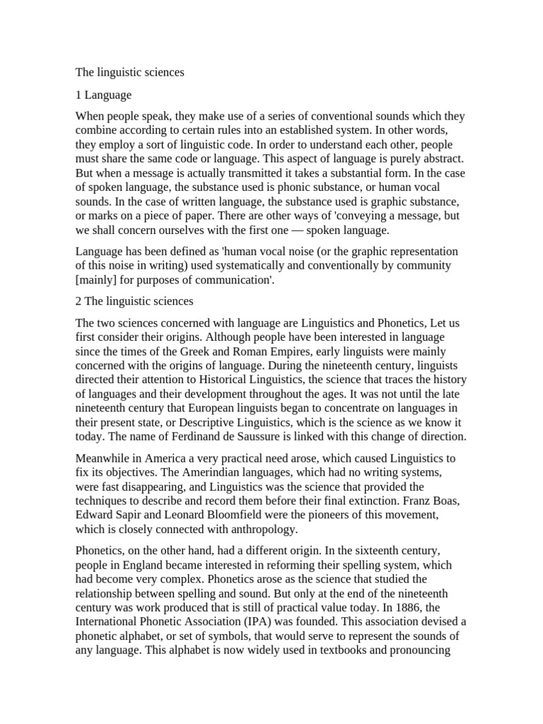 The Linguistic Sciences | PDF