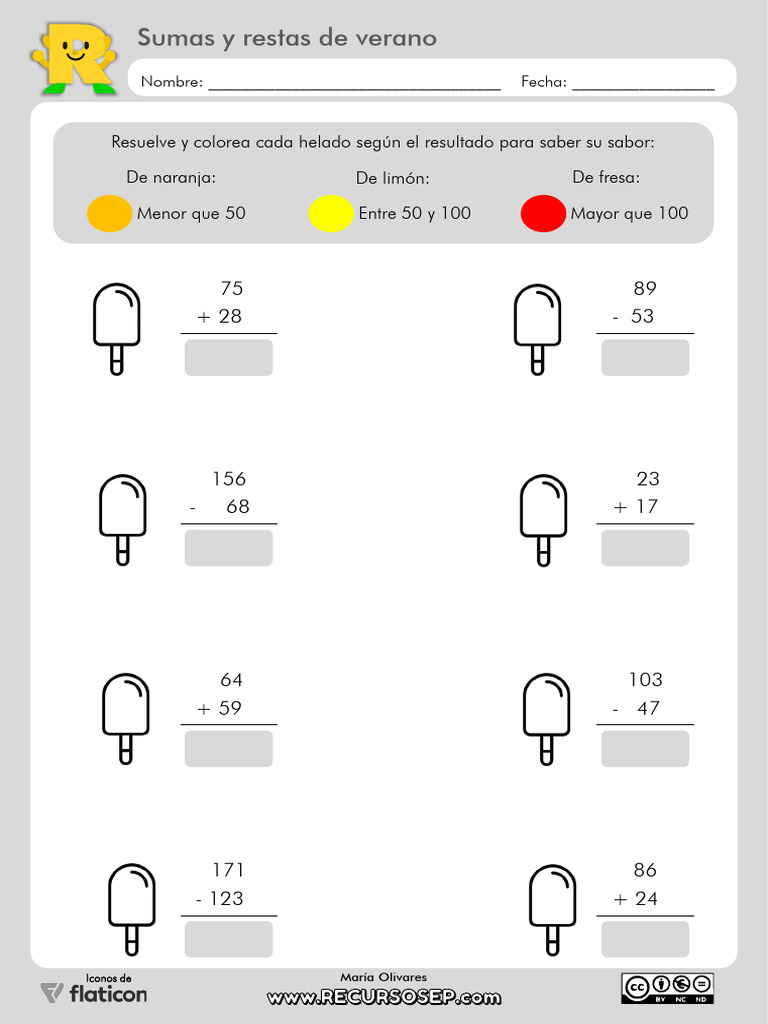 Sumas y Restas de Verano | PDF