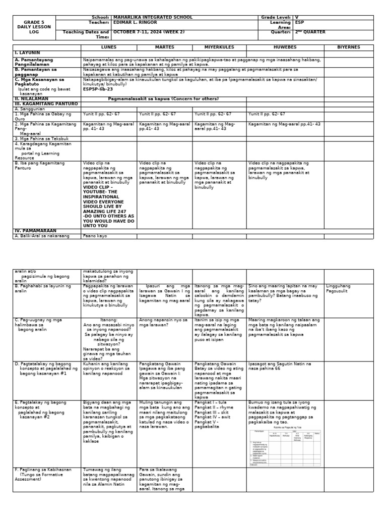 DLL - Esp 5 - Q2 - W2 | PDF