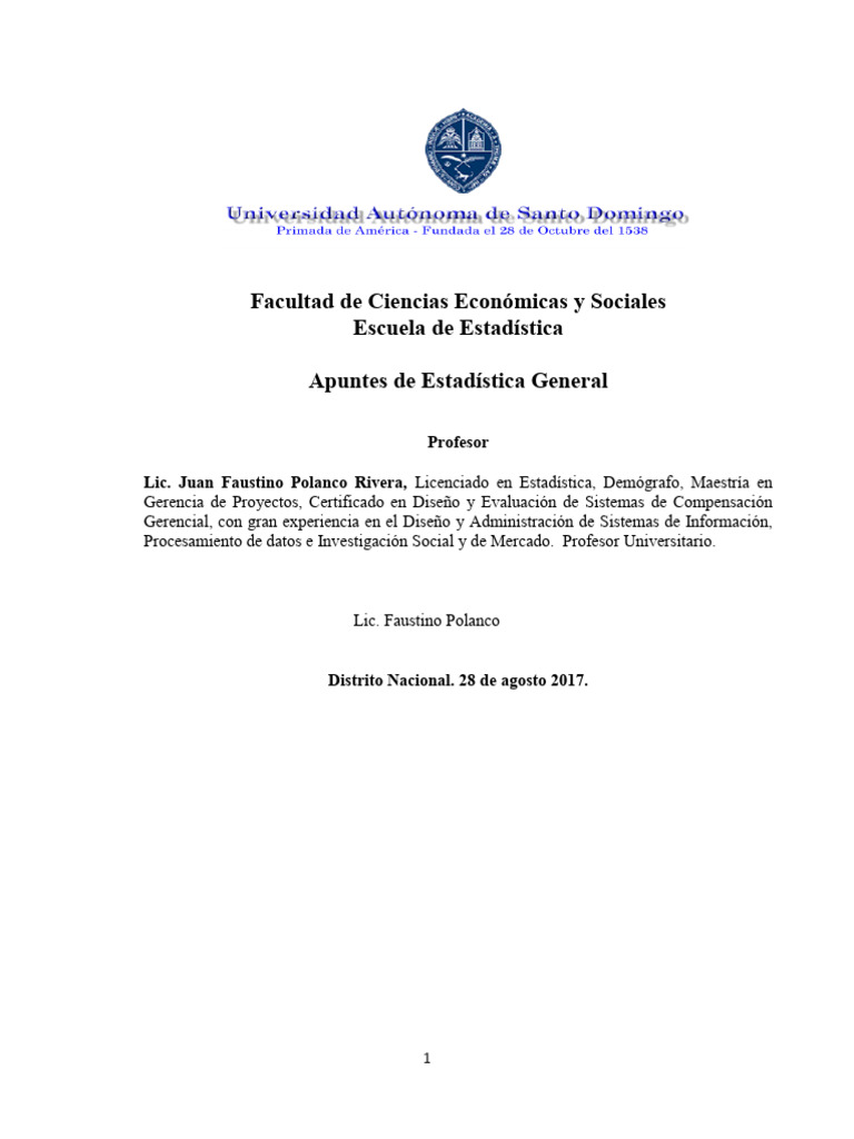 1-AspectosGenerales - Estadistica 111-Fautino Polanco | PDF