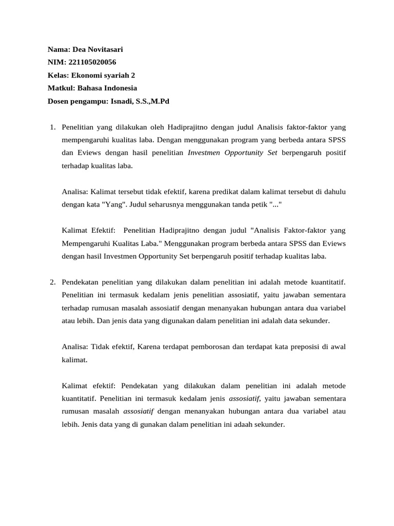 Dea N Bindo UTS | PDF