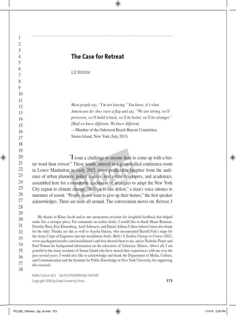 Koslov - The Case for Retreat | PDF