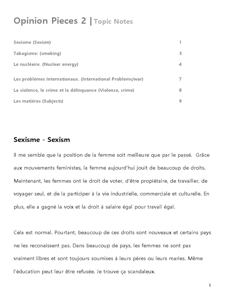 French LC All Sample Answers | PDF