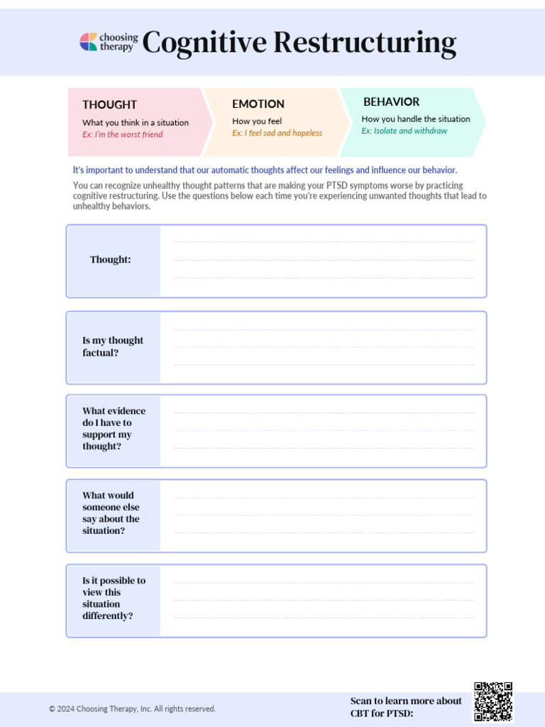 Cognitive Restructuring For PTSD Worksheet | PDF