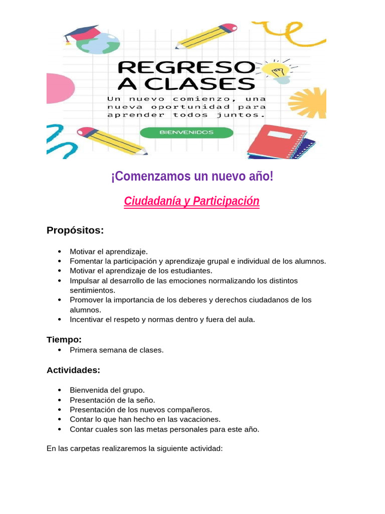 Comenzando Un Nuevo Año Ciudadania y Participación | PDF