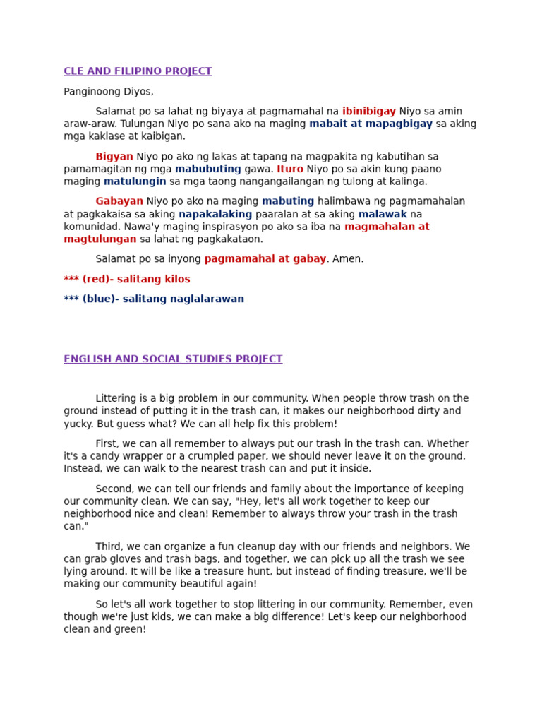 Cle and Filipino Project | PDF | Social Science | Wellness