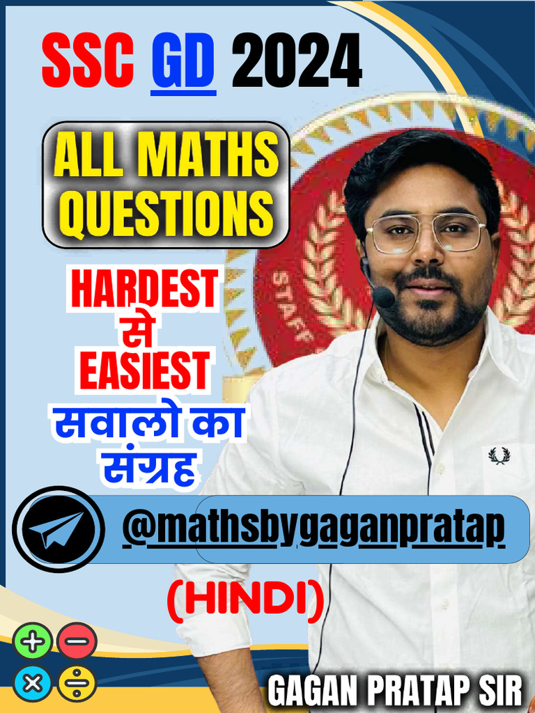 SSC GD PRE 2024 Maths Questions Hard To Easy (HINDI) | PDF