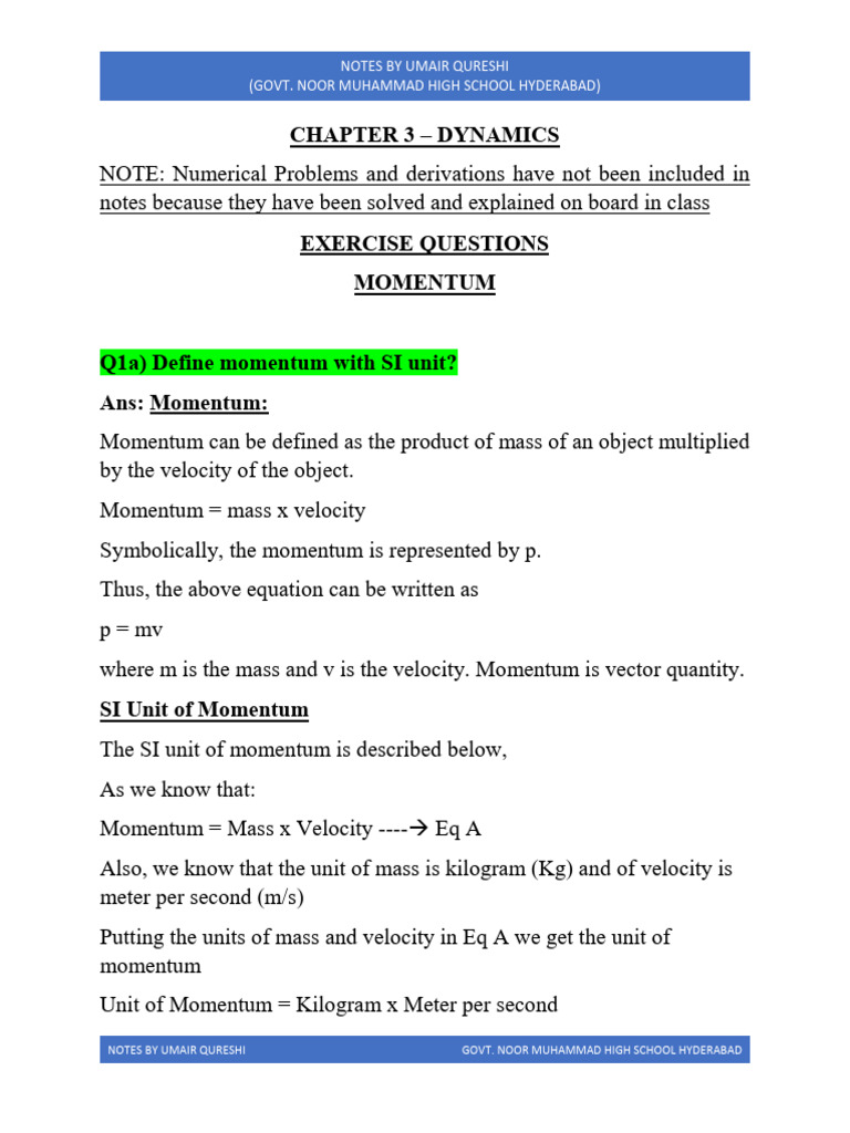 Chapter 3 - Dynamics | PDF
