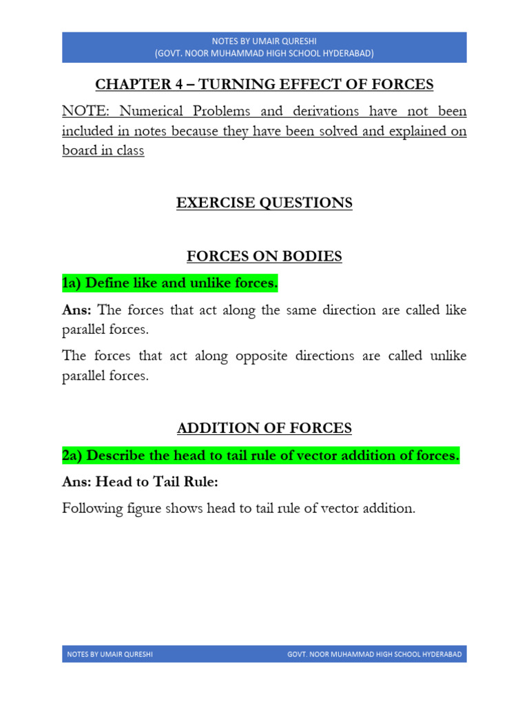 Chapter 4 - Turning Effect of Forces | PDF
