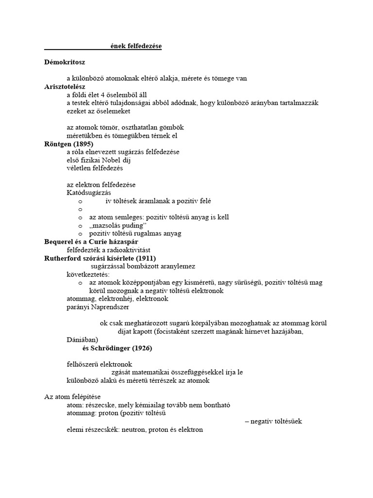 Az Atomok Szerkezetének Felfedezése | PDF