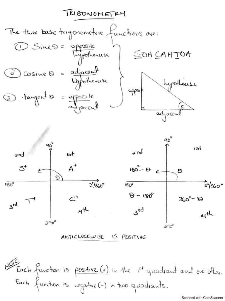 Trigonometry Notes | PDF