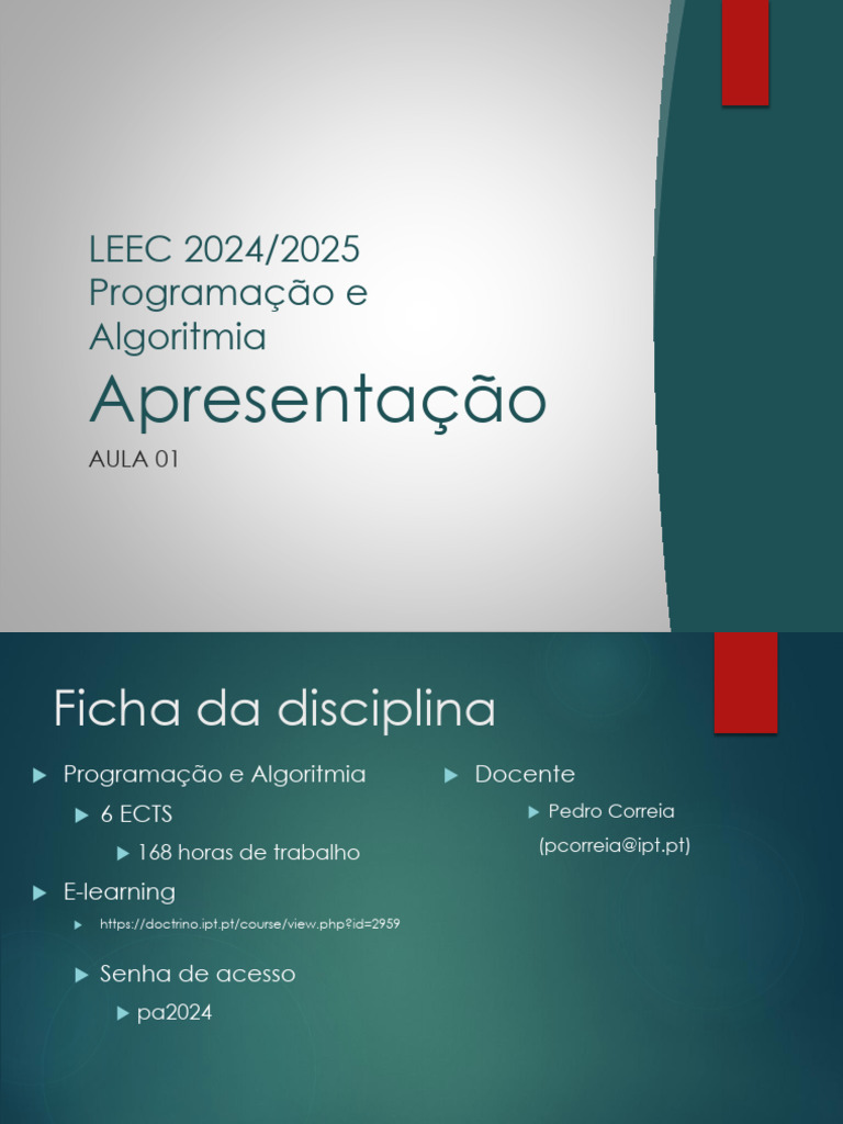 Aula01 Apresenta | PDF