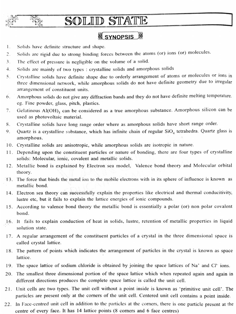 Solid State (Physical Chemistry) | PDF