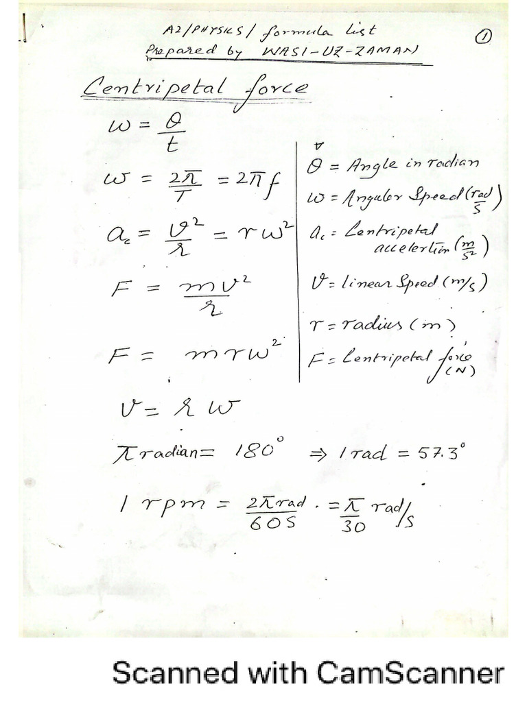 A2 Formulas Sheet | PDF