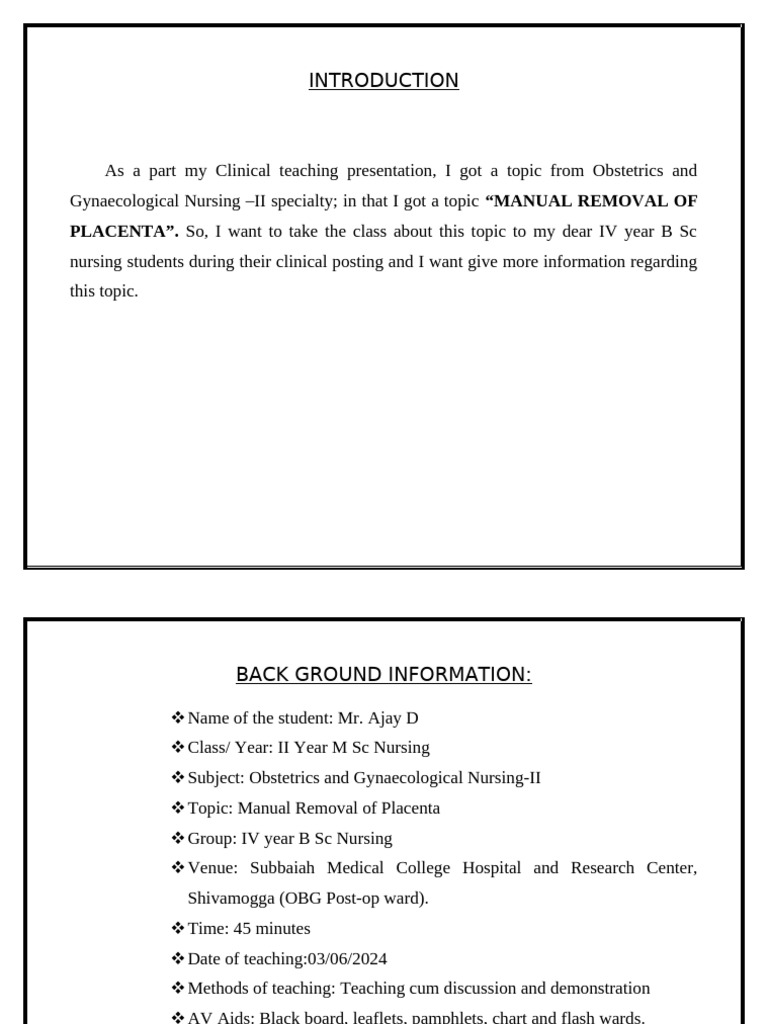 Manual Removal of Placenta | PDF | Uterus | Childbirth