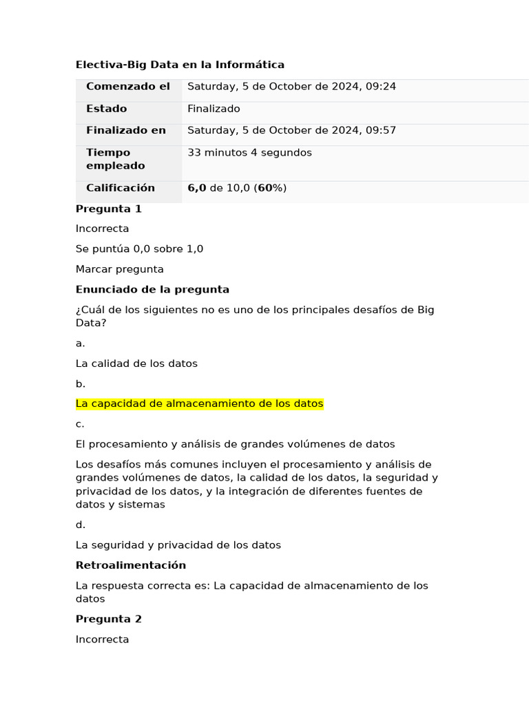 Examen 1 Electiva-Big Data en La Informática | PDF