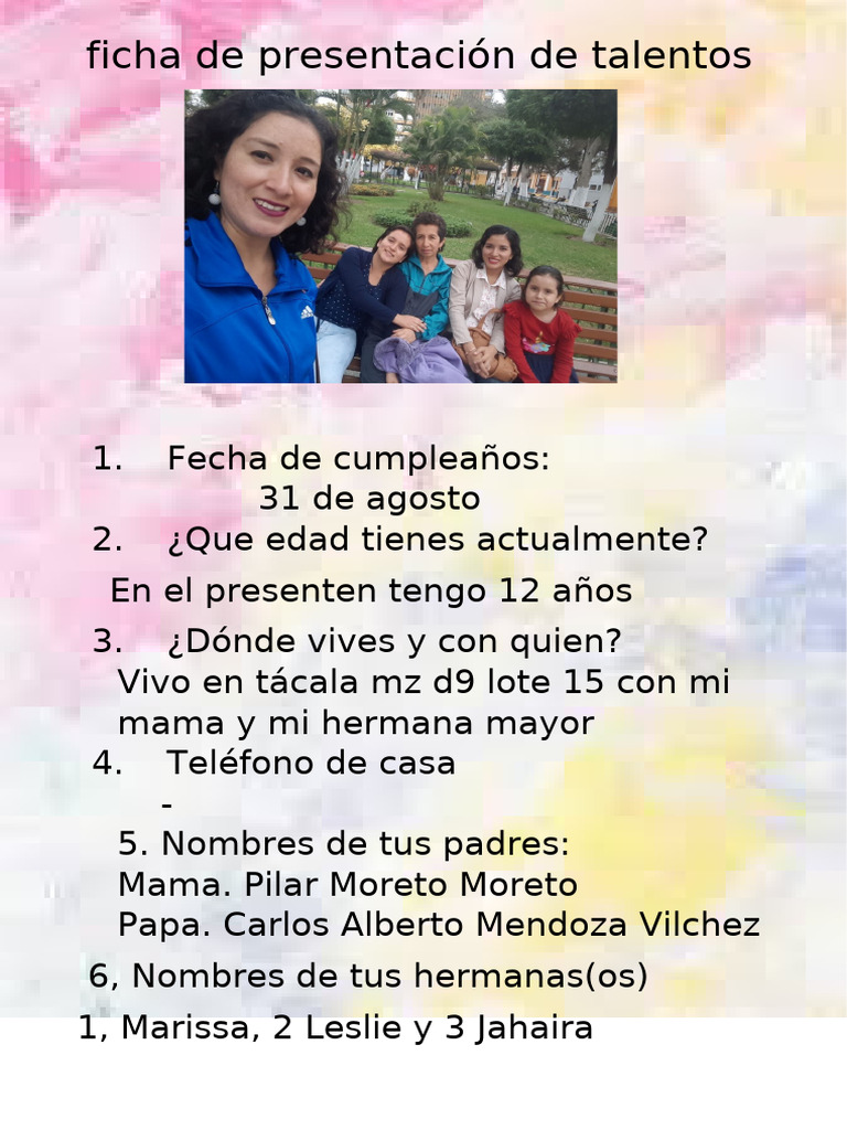 Ficha de Presentación de Talentos | PDF