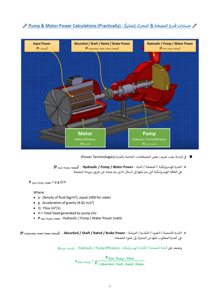 Pump & Motor Power Calculations (Practically) | PDF