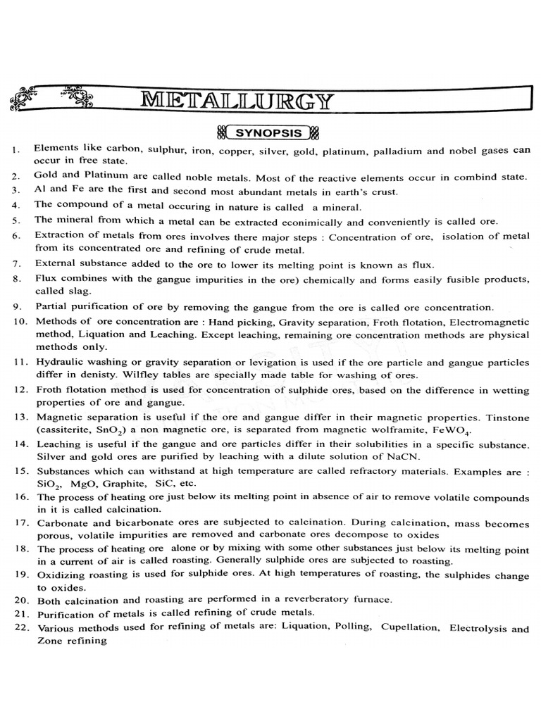 Metallurgy Notes | PDF