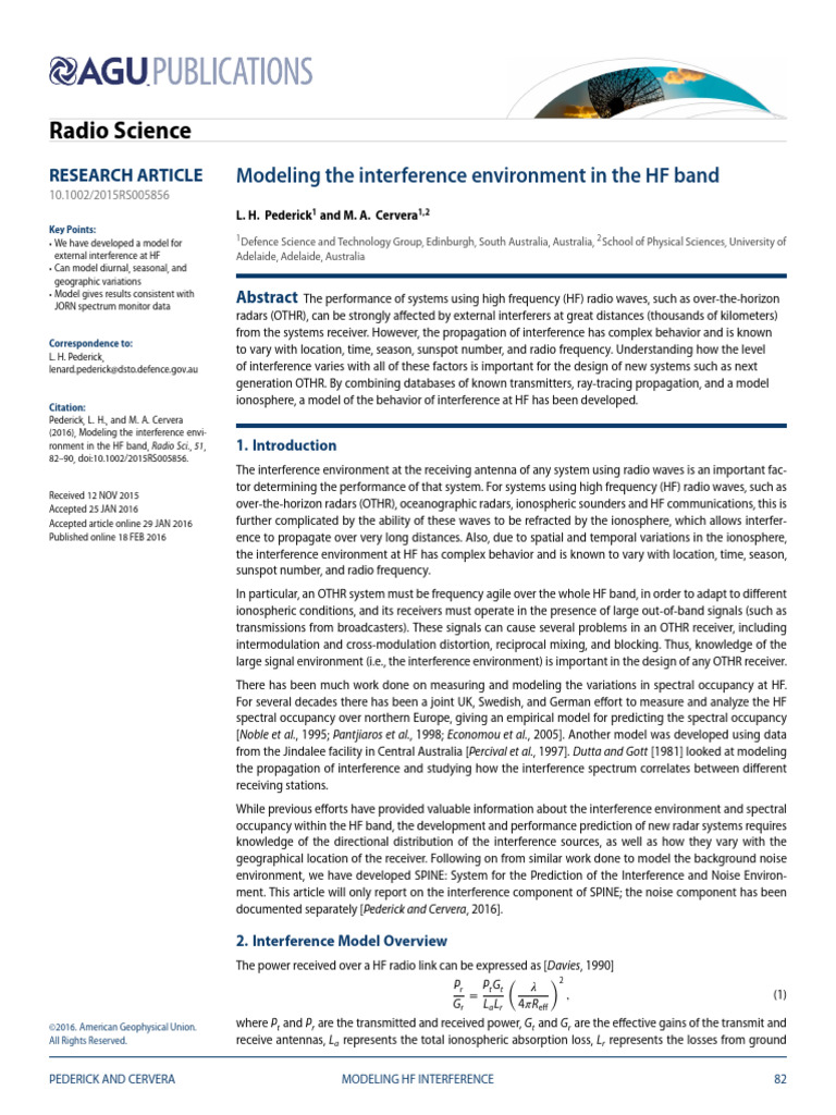 DSTO Modeling HF Nterference RS | PDF