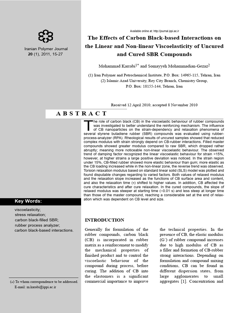 Effect CB On Linear and Non Linear Cure and Uncured Tire | PDF