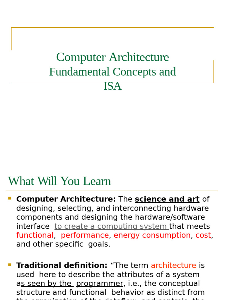 Computer Architecture: Fundamental Concepts and ISA | PDF