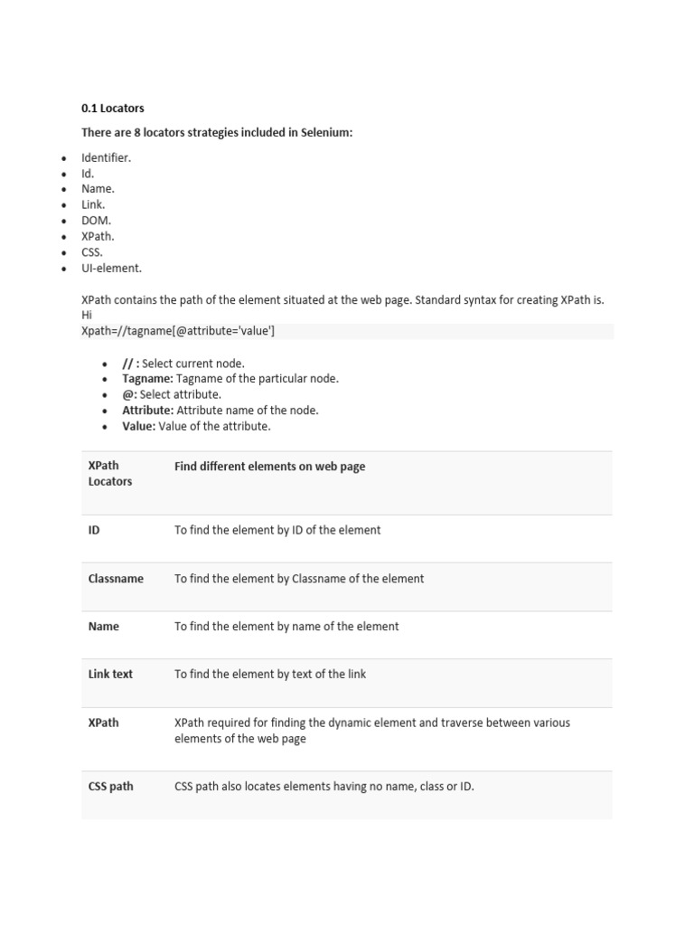 Types of Selenium Locators | PDF
