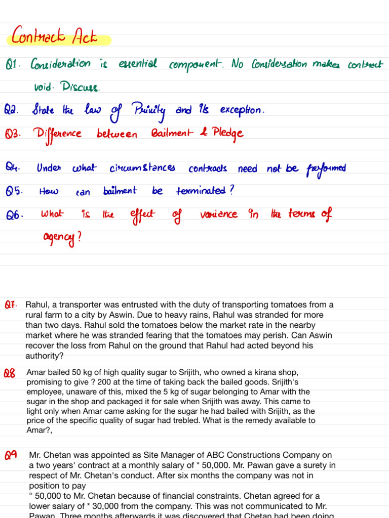 Contract Imp Question | PDF