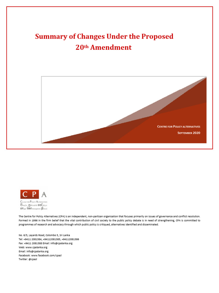 Final Doc Summary of Changes Under The Proposed 20th Amendment | PDF