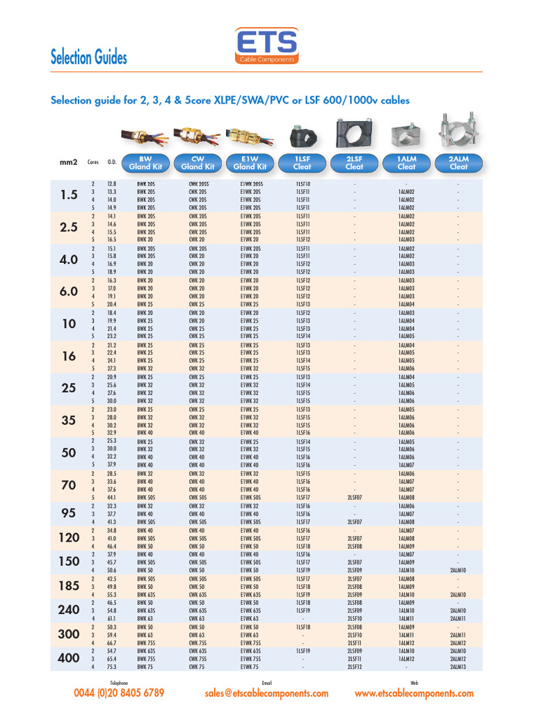 5core Cable Selection Guide | PDF