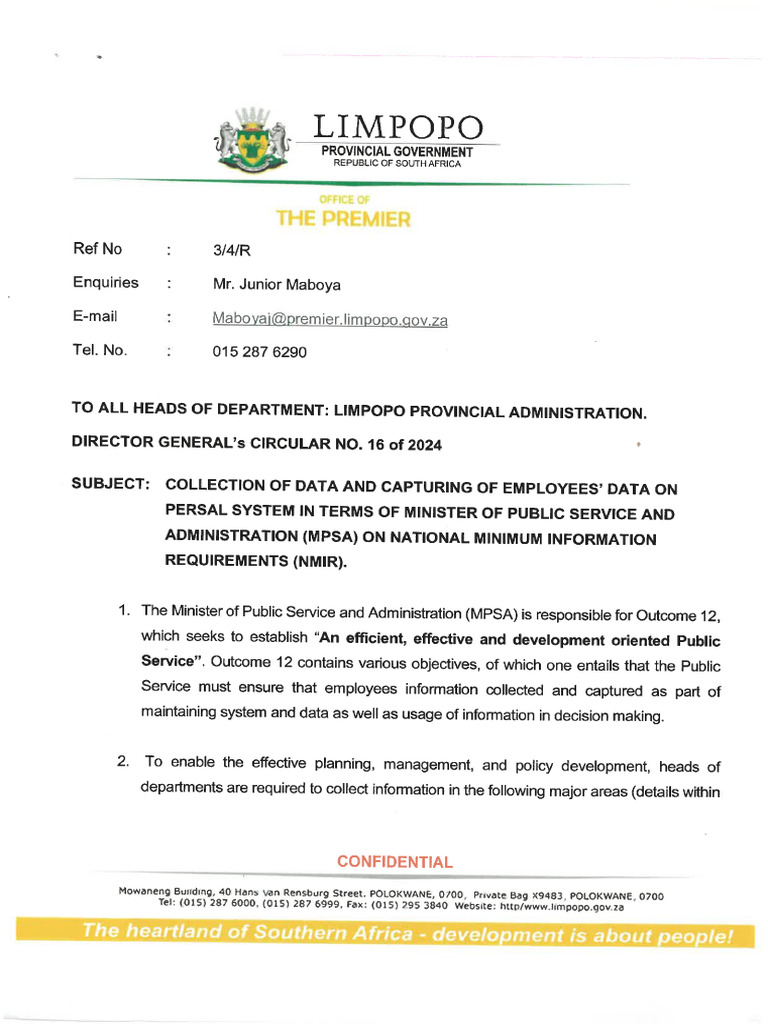 Collection and Capturing of Employees Data On Persal | PDF