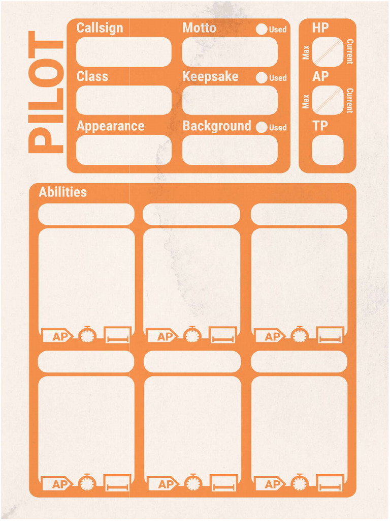 Salvage Union Pilot Sheet | PDF